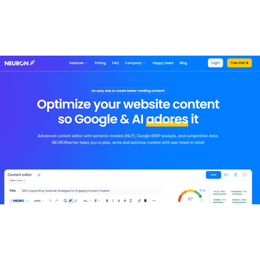 NeuronWriter – AI-Powered SEO Content Optimization Platform – Daidu.ai
